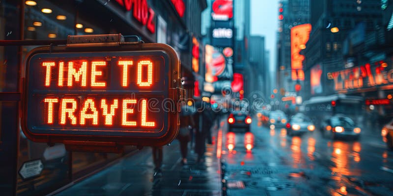 A Creative Banner with the Inscription TIME TO TRAVEL for Advertising ...
