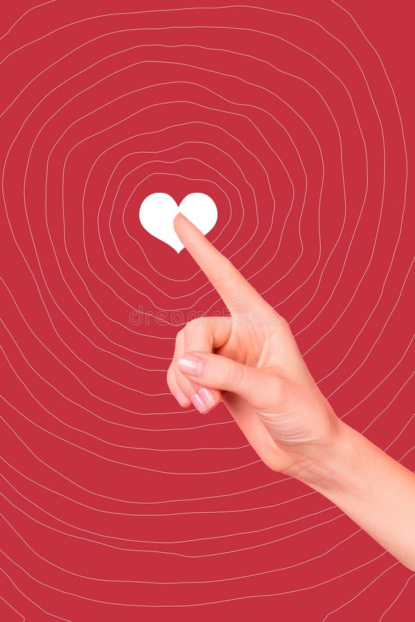 Creative Banner Poster Collage of Human Finger Pointing Clicking Heart ...