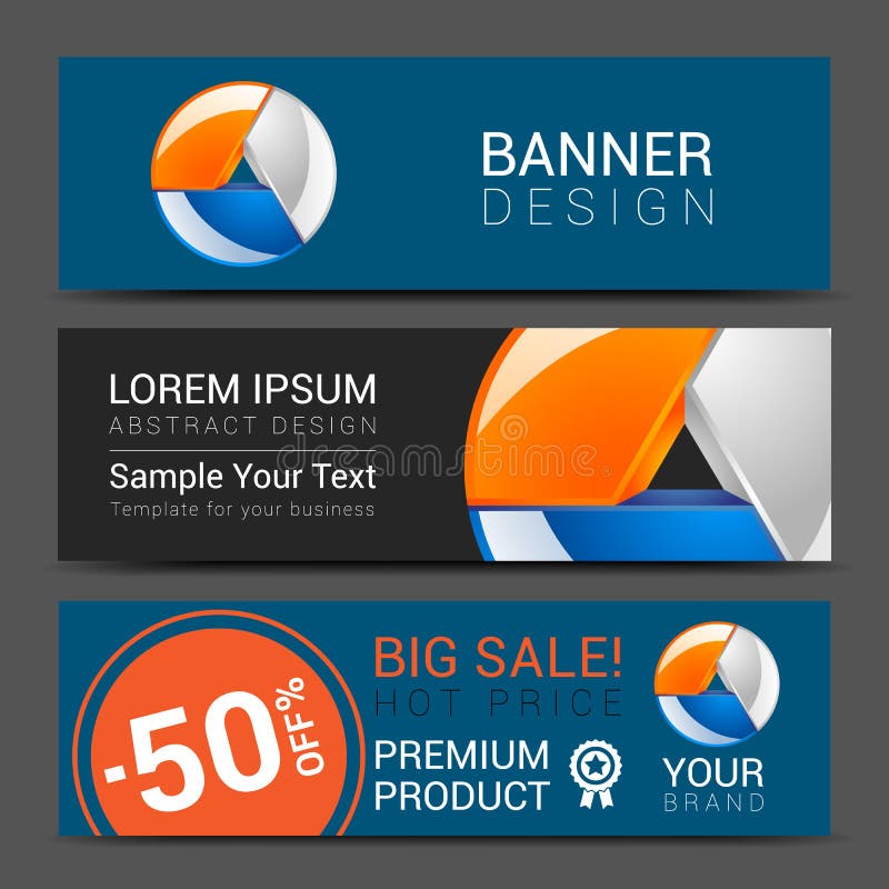Creative Banner Set with Lines Logo Blank Stock Illustration ...