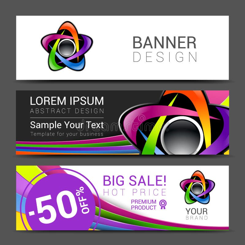 Creative Banner Set with Lines Logo Blank Stock Illustration ...