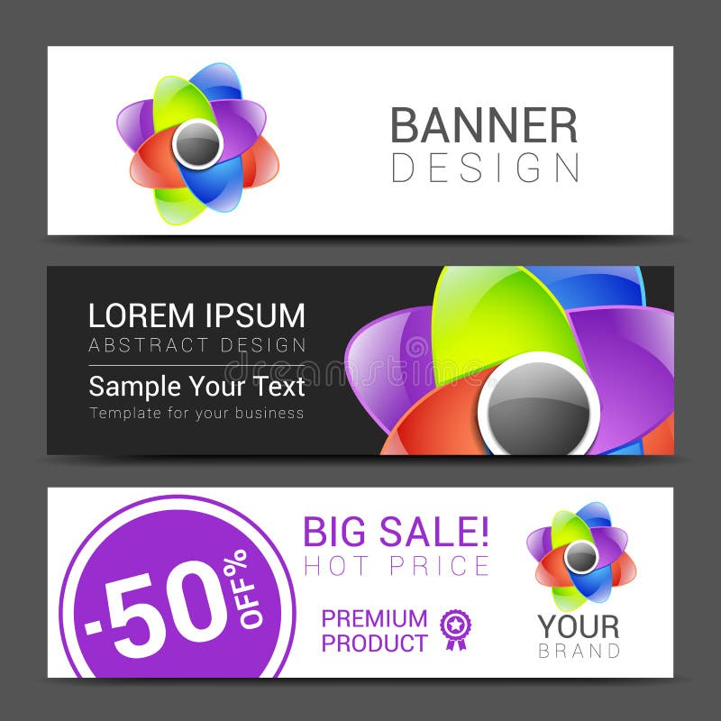 Creative Banner Set with Lines Logo Blank Stock Illustration ...