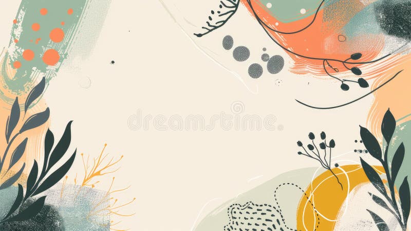 Creative Banner Template with Hand Drawn Organic Shapes, Textures ...