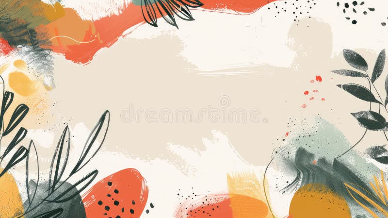 Creative Banner Template with Hand Drawn Organic Shapes, Textures ...