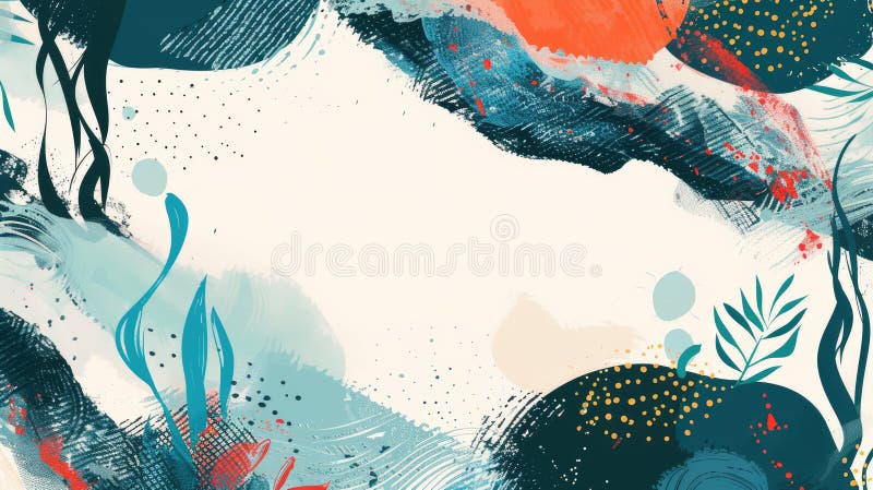 Creative Banner Template with Hand Drawn Organic Shapes, Textures ...