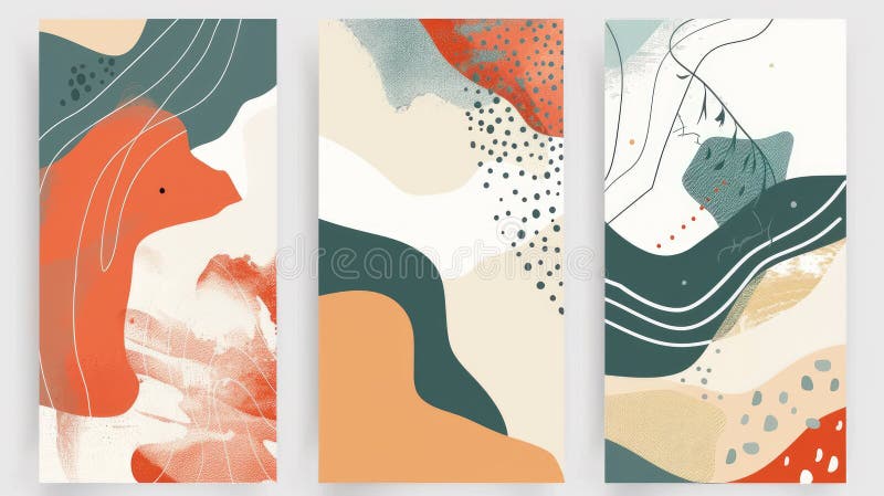 Creative Banner Templates with Hand Drawn Organic Shapes, Textures ...