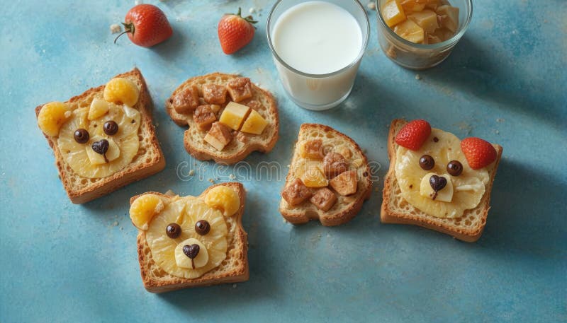Creative Bear-shaped Toast with Fruit Decorations is Presented ...