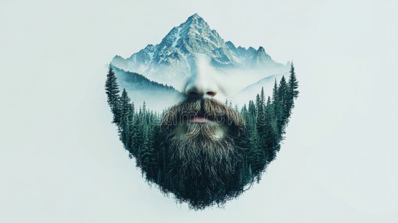 Creative Beard Illustration Blends Pine Trees and Mountains for a ...