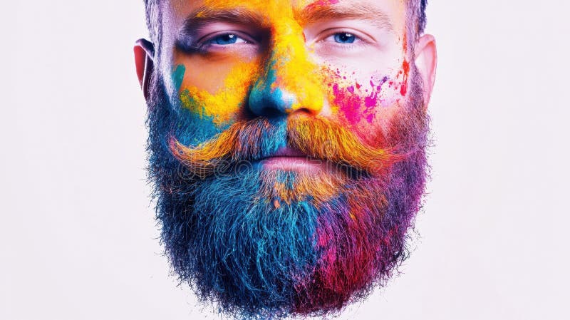 Colorful Splashed Beard Art Featuring Vibrant Hues and Artistic ...