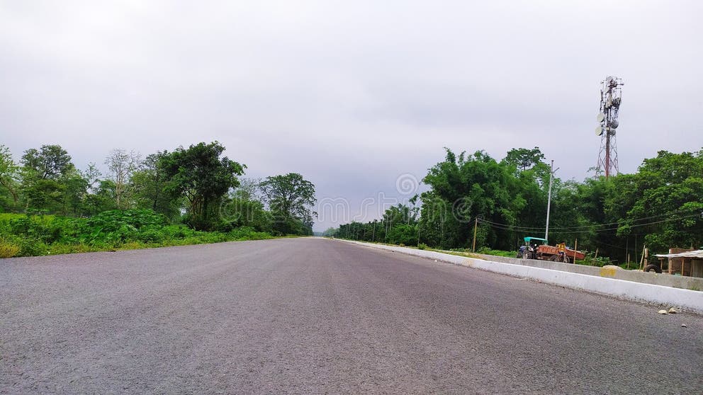 A Creative Beautiful Empty Road in the Assam. Stock Image - Image of ...