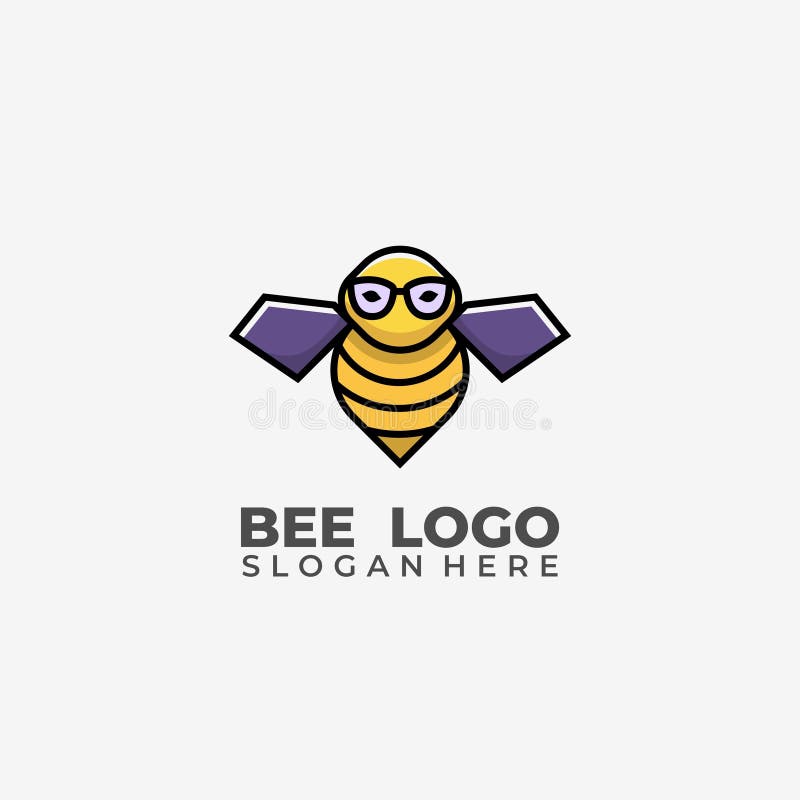 Creative Bee Logo Wearing Glasses with Simple yet Unique Concept Stock ...