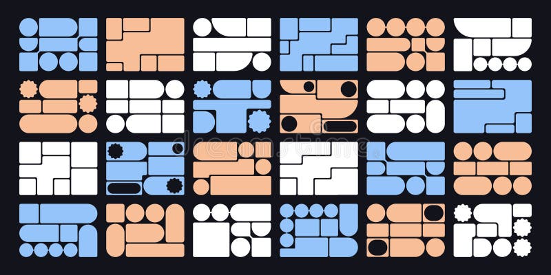 Creative Bento Grid Layouts. Geometric Shapes Compositions, Trendy UI ...