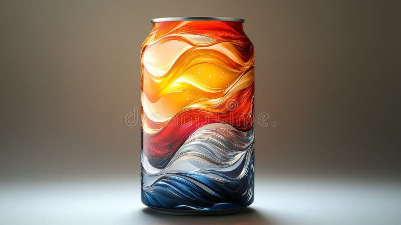 Creative Beverage Can Design Featuring Vibrant Swirling Colors and ...