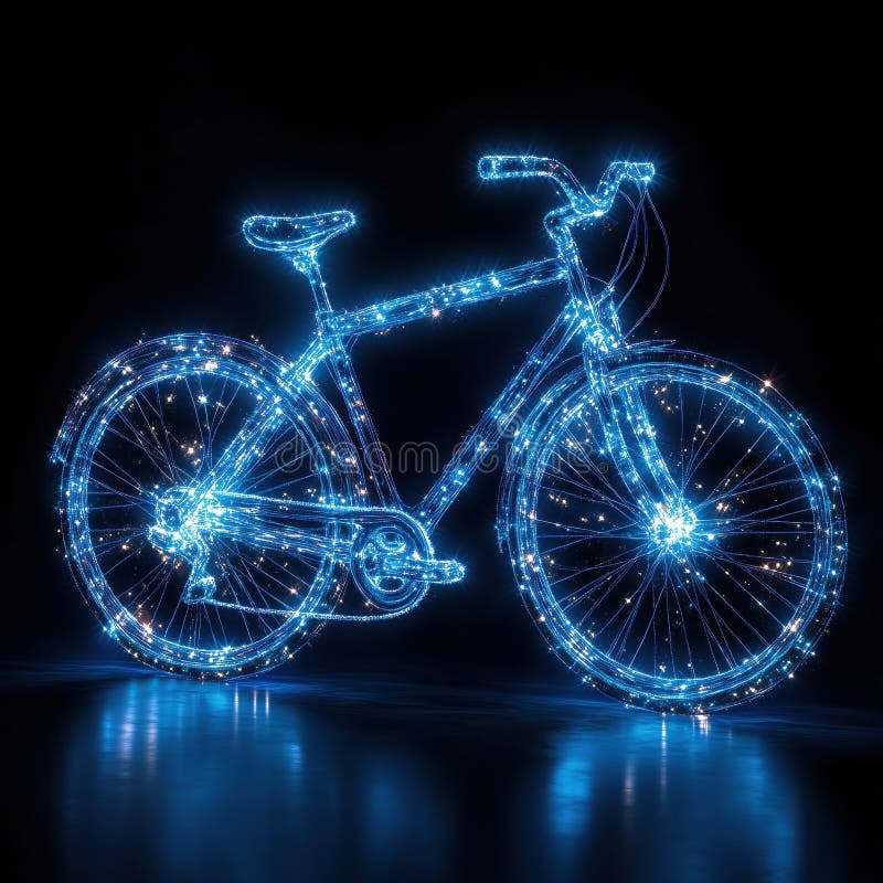 Creative Bicycle Shape Constructed from Glowing Stars in Dark ...