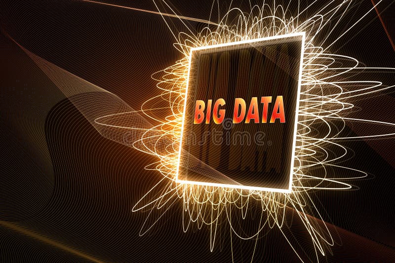 Creative Big Data Chip on Waves Backdrop. Machine Learning and ...