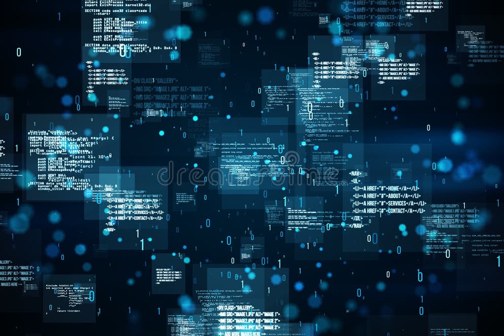 Creative Binary Coding Wallpaper. Software Programming Code Stock Illustration - Illustration of ...