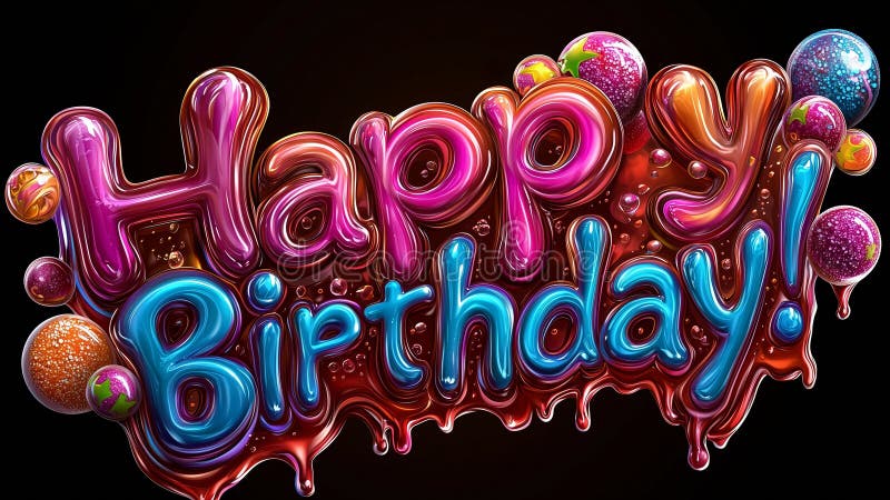 Creative Birthday Typography with Food-inspired Elements Stock ...