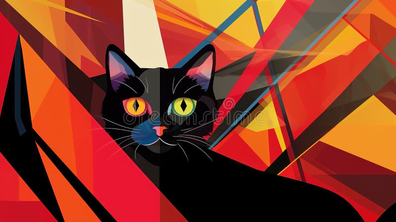 A Creative Black Cat Banner Artwork, Ai Generated Image Stock ...