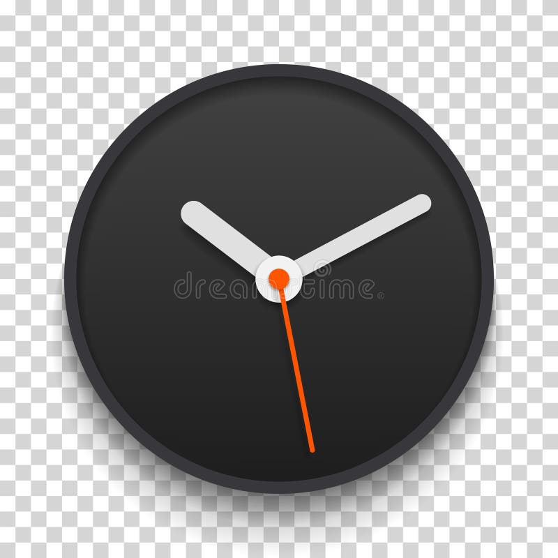 Creative Black Clock in Realistic Flat Style, with Arrow. Simple Watch ...