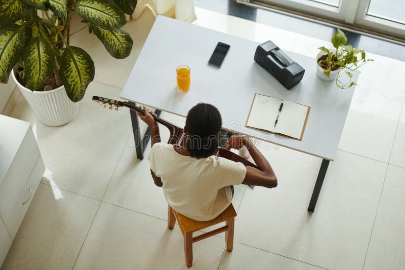 Creative Black Girl Writing Song Stock Photo - Image of apartment ...