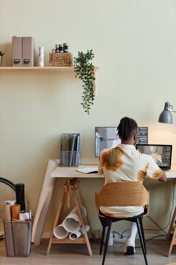 Creative Black Man Building Digital 3D Models Stock Photo - Image of ...