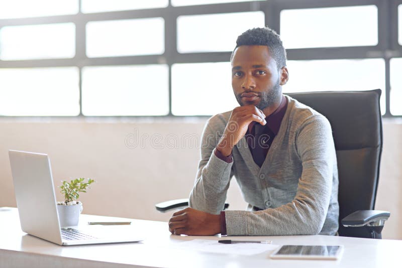 Creative, Black Man and Technology on Desk in Office for Work As Web ...