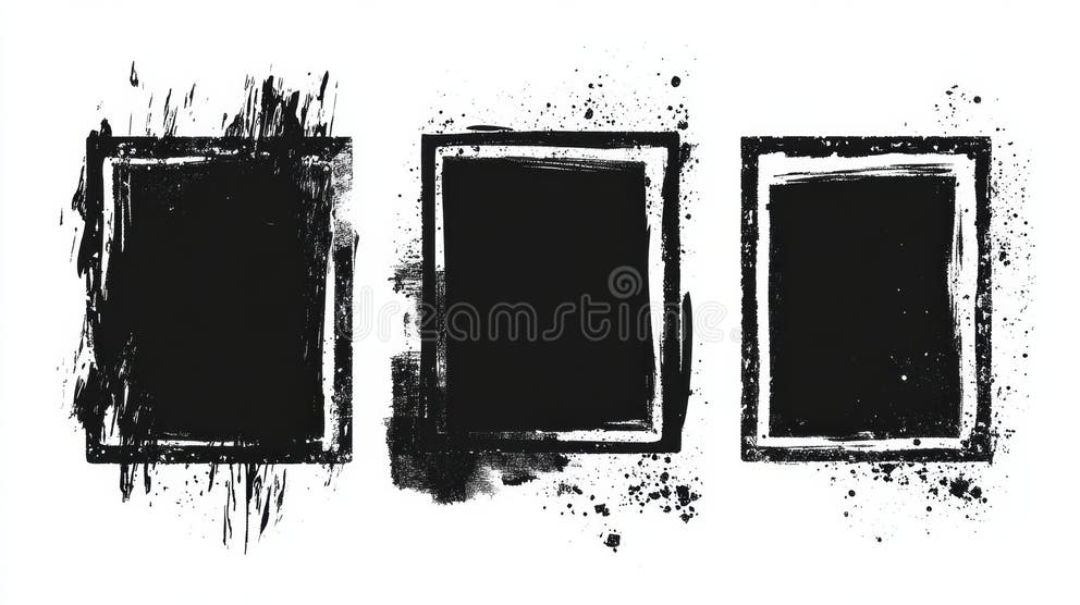 Creative Black Rough Edge Rectangles for Artistic Design and Collage ...