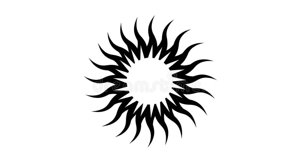 Creative Black Sun Symbol with Stylized Rays and Circular Shape in ...