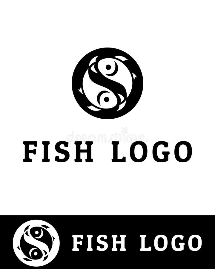 A Creative Black and White Circular Fish Logo Design Featuring Two ...