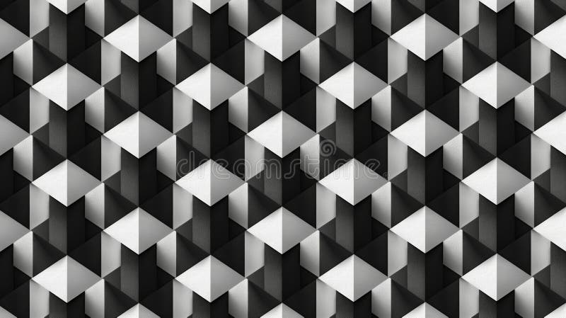Creative Black and White Geometric Pattern Showcasing Depth and ...