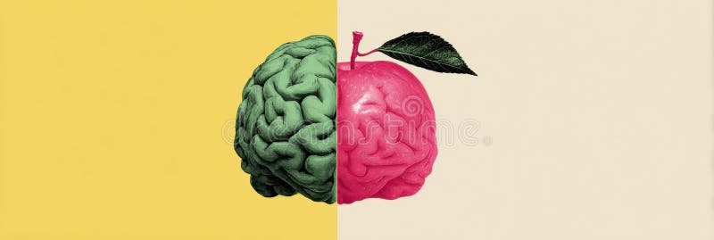 Mind-body Nutrition Concept Featuring Brain and Apple Visual ...