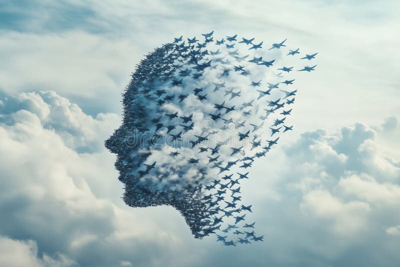 Creative Blend of Clouds and Aircraft Illustrating Personal Dreams in ...