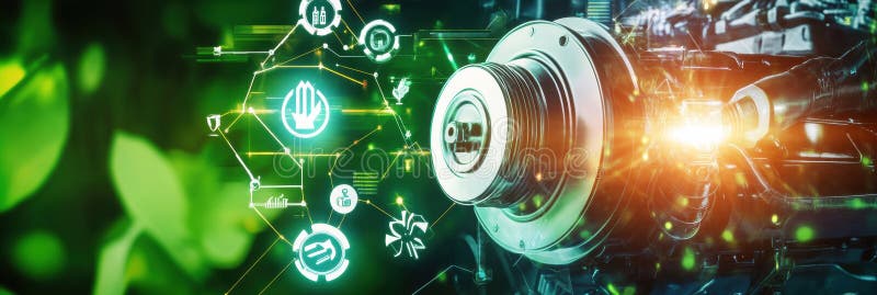 Creative Blend of Powerful Engine Features and Renewable Energy Symbols ...