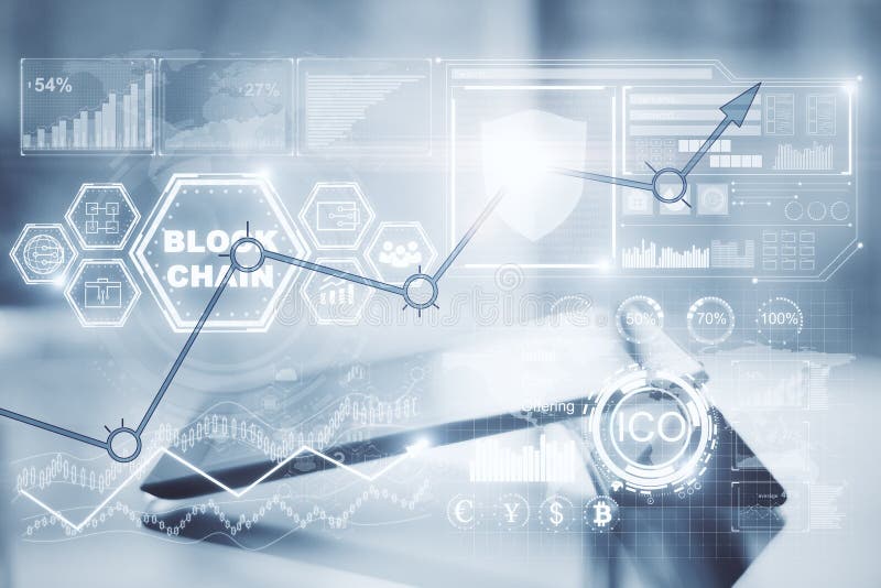 Creative Blockchain Wallpaper Stock Image - Image of bitcoin, glowing ...