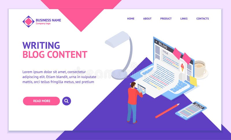 Creative Blog Post Concept Landing Web Page Template 3d Isometric View ...