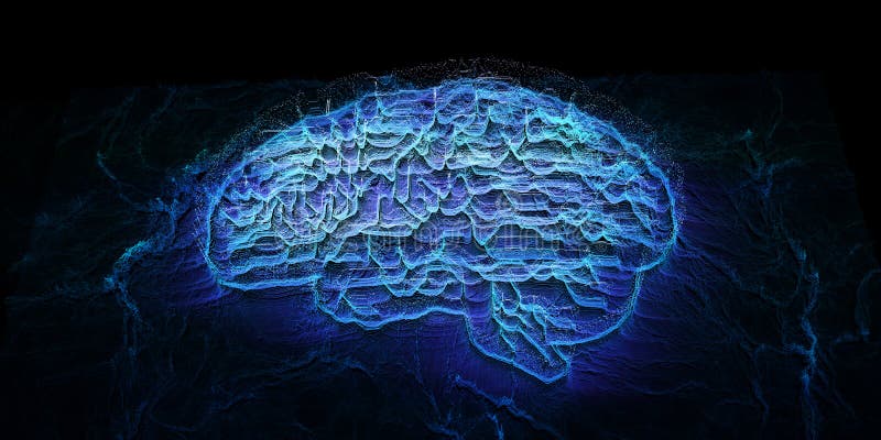 Creative Blue Brain Wallpaper Stock Illustration - Illustration of ...
