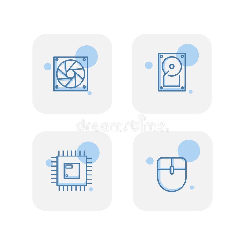 Computer component icons stock vector. Illustration of hardware - 37839245