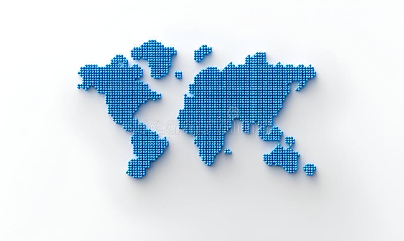 Creative Blue Dots World Map Design on White Background Stock ...