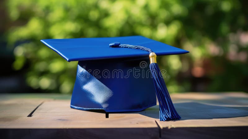 Blue Graduation Cap on a White Background with Watercolor Splashes ...