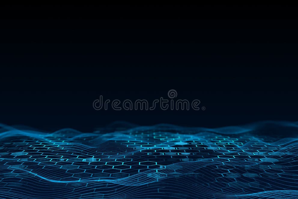 Creative Blue Hexagonal Backdrop with Mock Up Place. Technology, Design ...