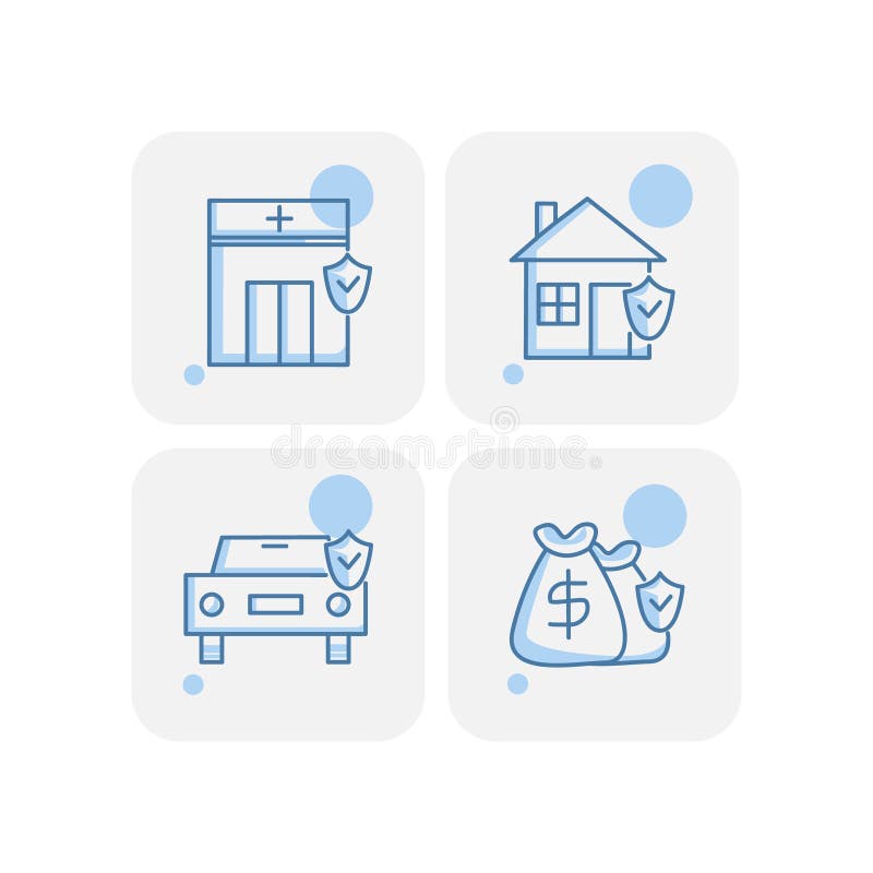 Creative Blue Insurance Icons Design Vector Stock Illustration ...