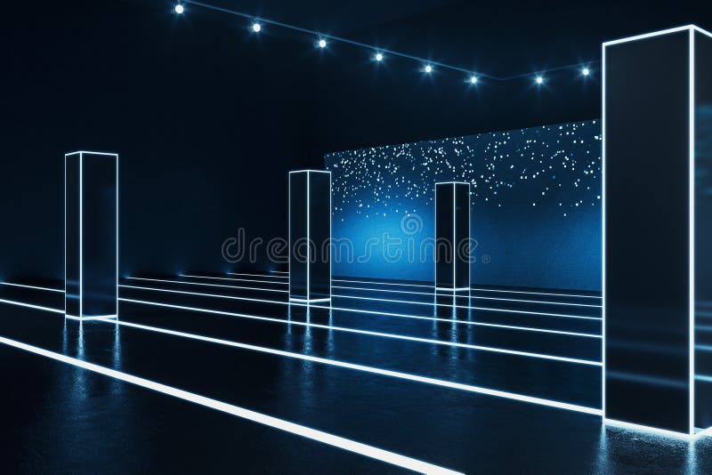 Creative blue interior stock illustration. Illustration of luxury ...