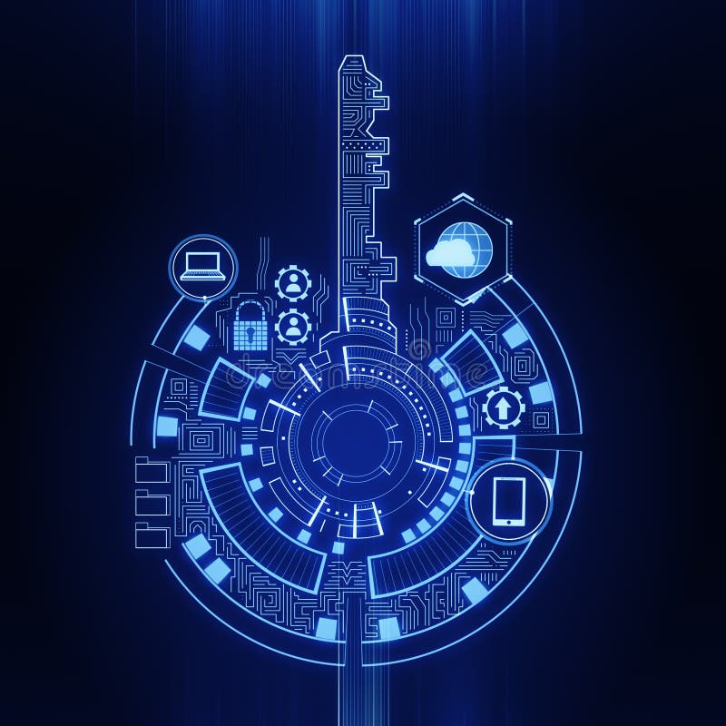 Creative Blue Key Interface Background Stock Illustration ...