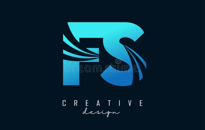 Creative Blue Letters Fs F S Logo With Leading Lines And Road Concept Design Letters With