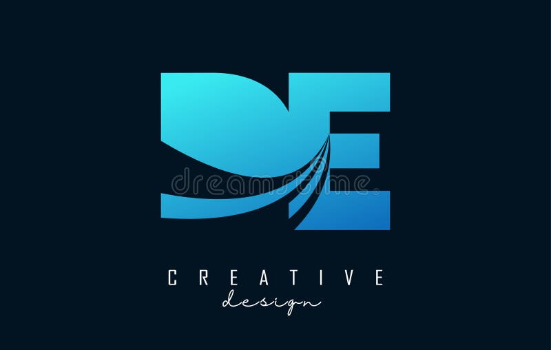 Creative Blue Letters De D E Logo With Leading Lines And Road Concept Design Letters With