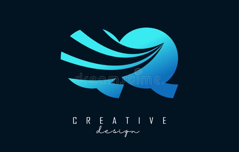 Creative Blue Letters Qq Q Logo With Leading Lines And Road Concept Design Letters With