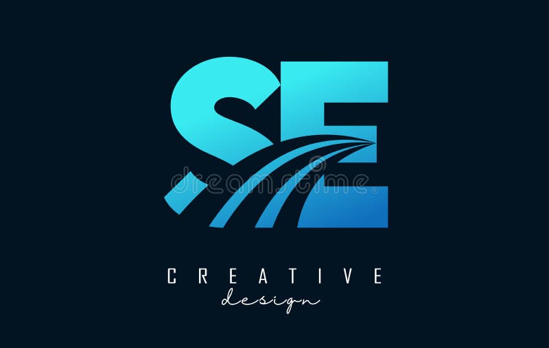 Creative Blue Letters Se S E Logo With Leading Lines And Road Concept Design Letters With