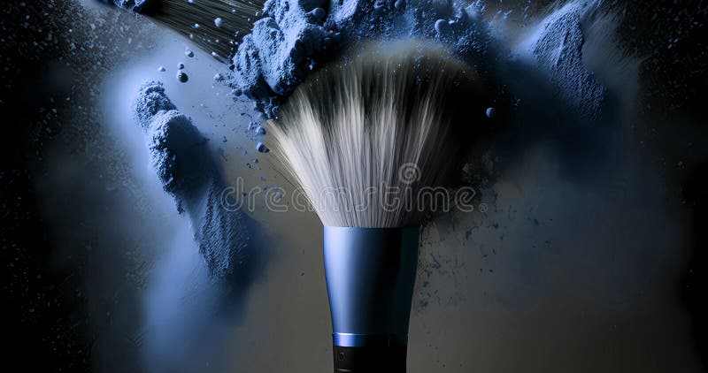 Creative Blue Makeup Brush Backdrop with Abstract Explosion for ...