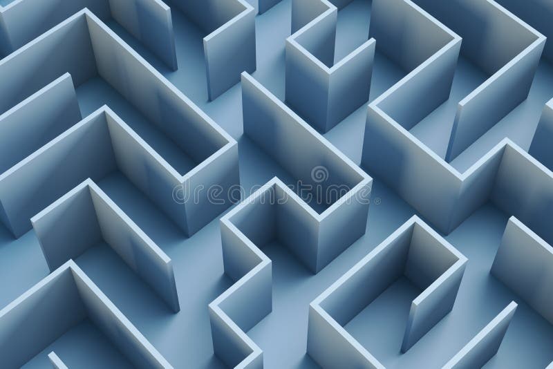 Creative Blue Maze Backdrop. Solution, Way Out and Challenge Concept ...