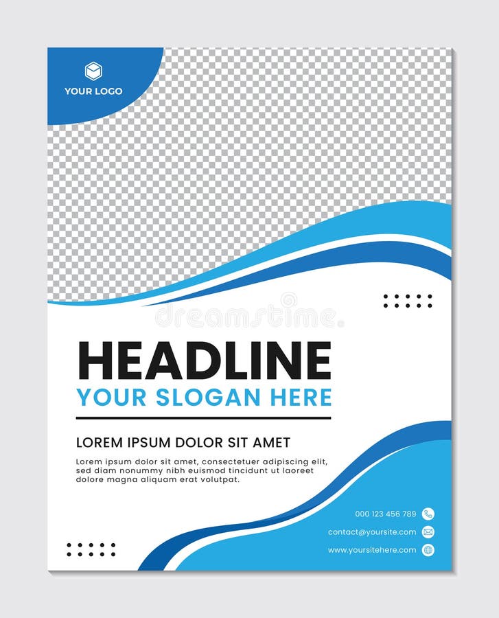 Creative Blue Modern Wave Design Business Flyer Brochure Template Stock ...