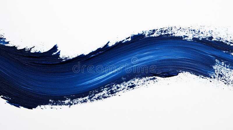 Creative Blue Paint Brushstroke Sweeping Across White Canvas in Fluid ...